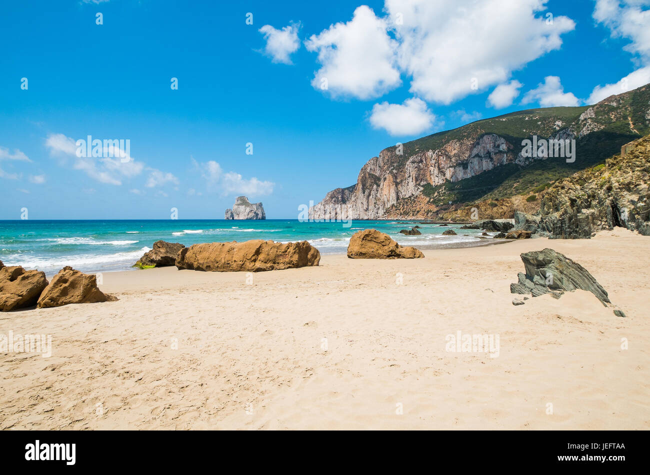 Masua beach in west coast of Sardinia, Italy Stock Photo - Alamy