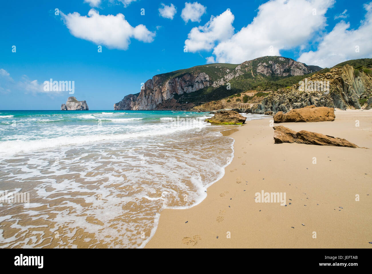 Masua beach in west coast of Sardinia, Italy Stock Photo - Alamy