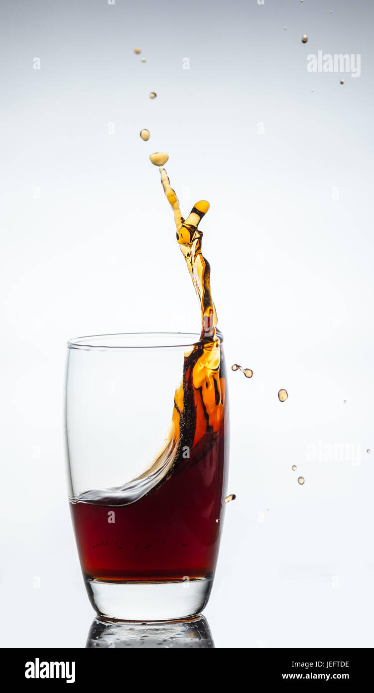 splash of drink from a glass with reflection Stock Photo - Alamy