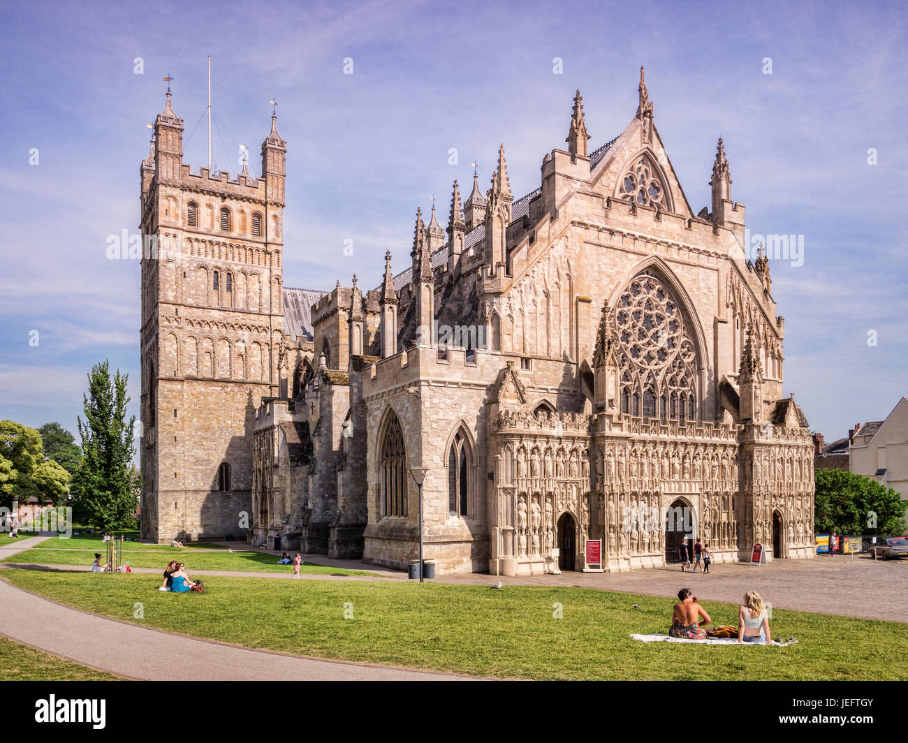 Exeter cathedral west exterior hi-res stock photography and images - Alamy