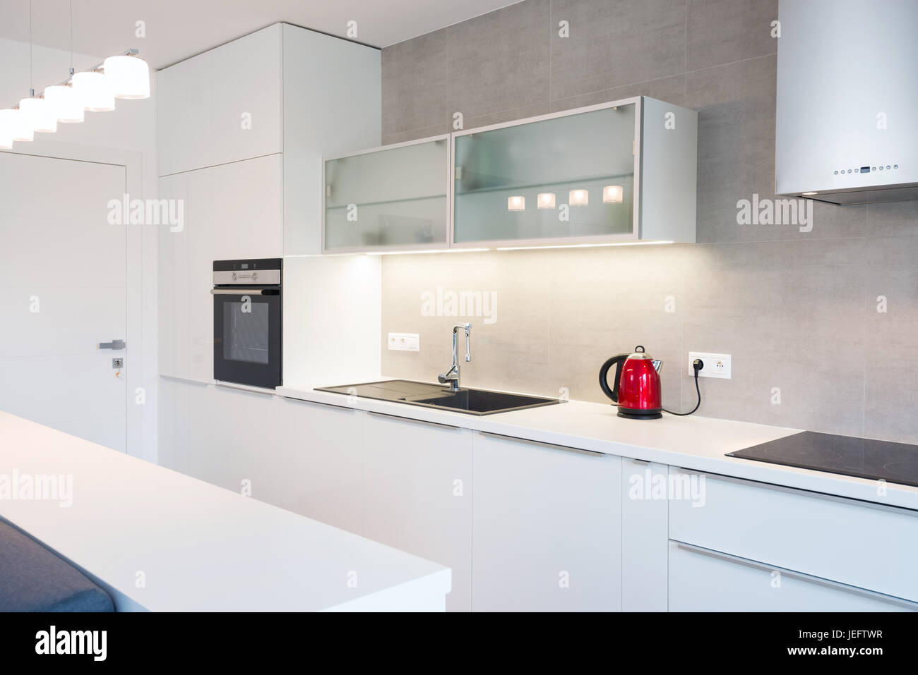Modern kitchen interior with with built-in appliances Stock Photo - Alamy