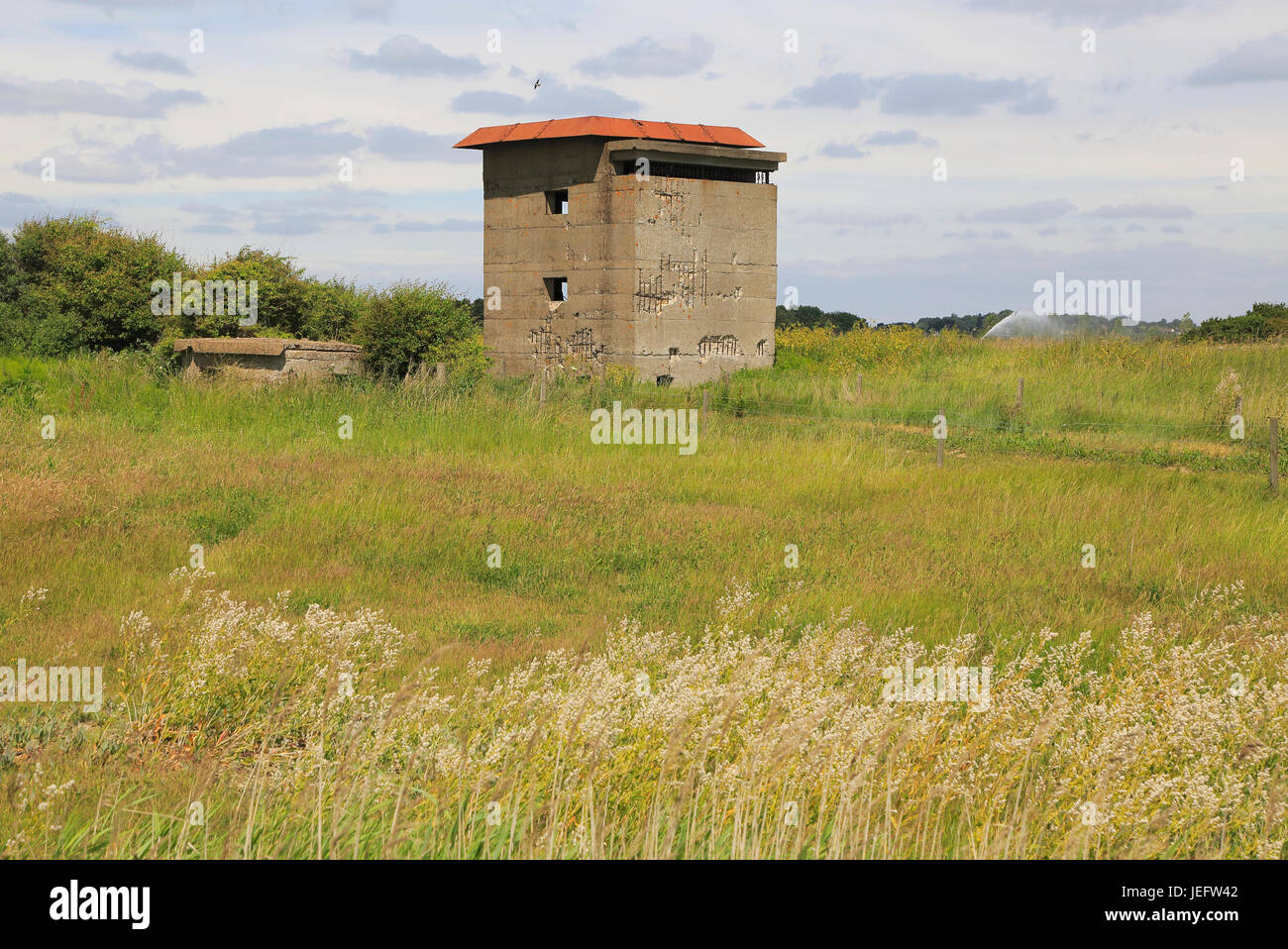 Old wartime observation tower military building at East Lane, Bawdsey ...