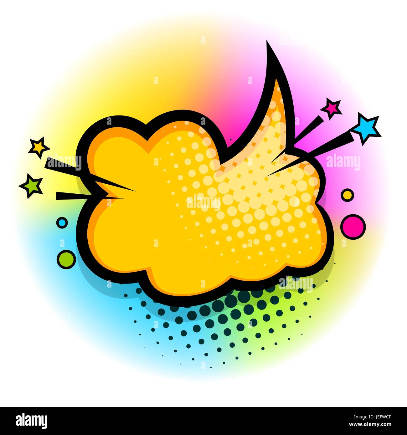 Funny comic book cartoon text dialog. Colored empty cloud. Sale banner ...
