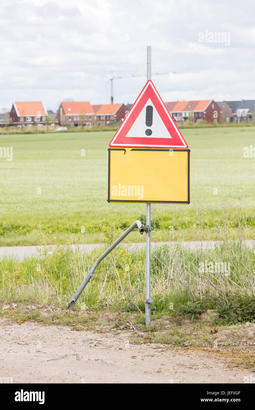 Red and white road traffic warning sign, the Netherlands Stock Photo ...