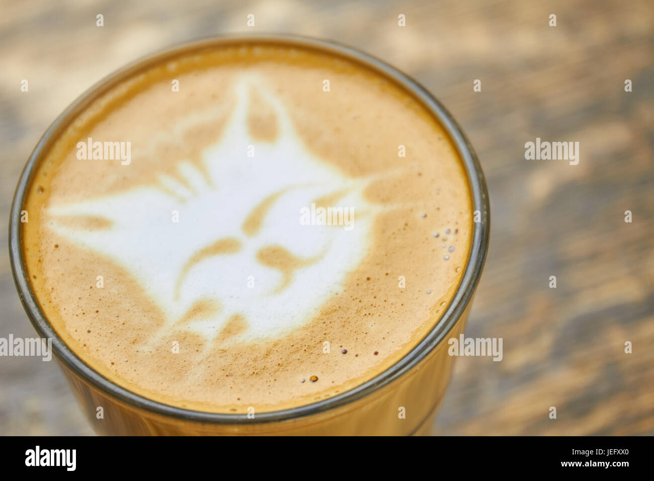 Cat latte art close up Stock Photo - Alamy