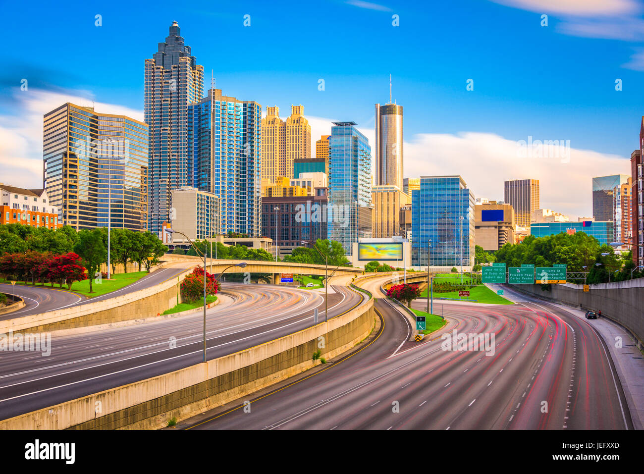 Atlanta, Georgia, USA downtown skyline and highway Stock Photo - Alamy