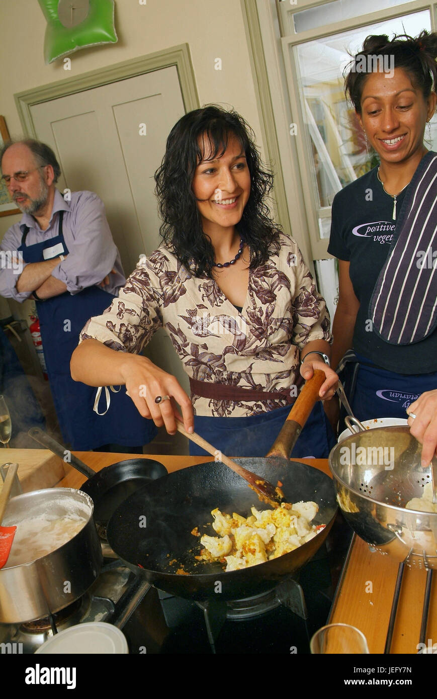 Vegetarian Cookery School, Bath with owner Rachel Demuth (purple top ...