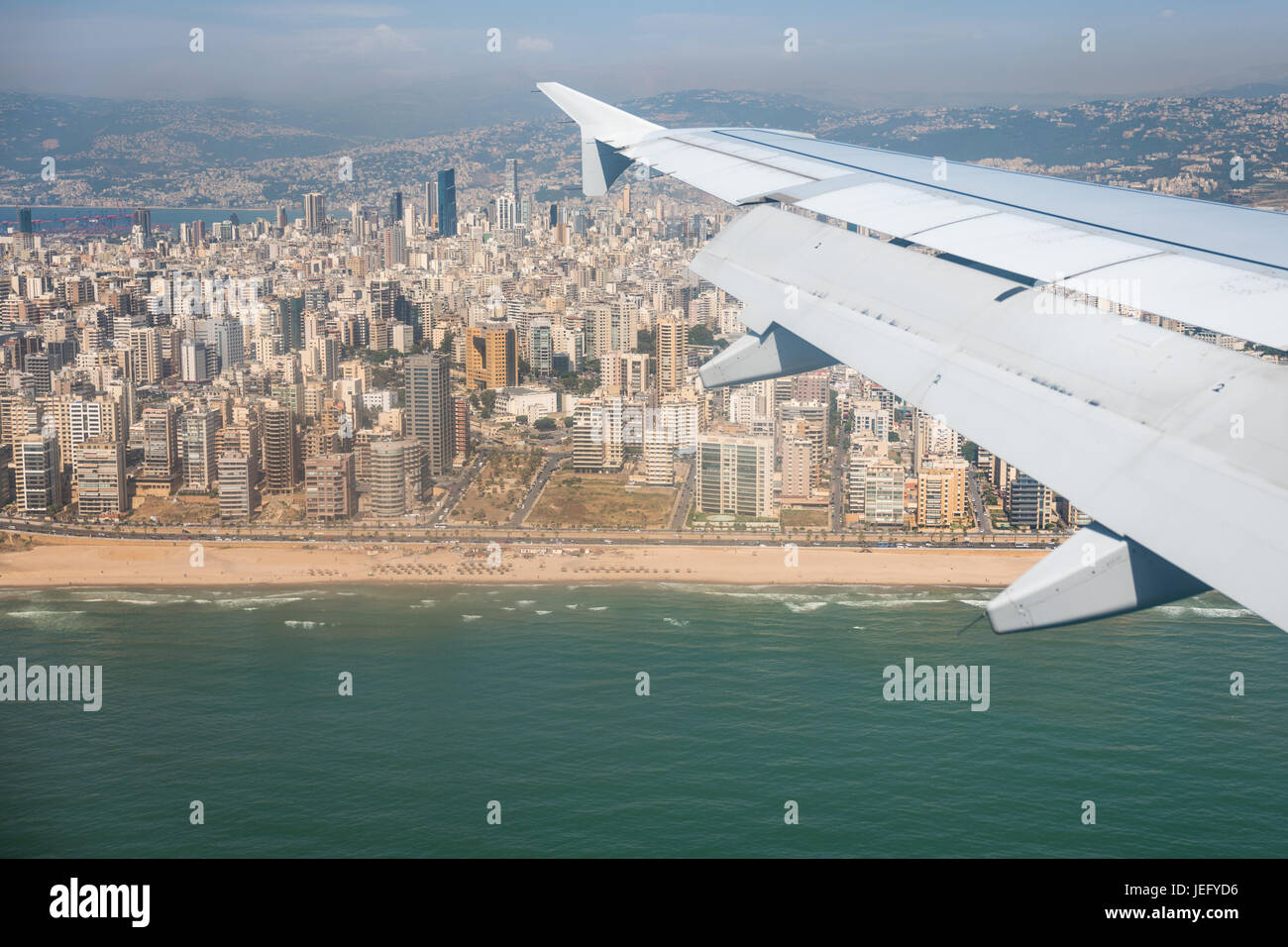 Jet plane coming in for a landing at Beirut, Lebanon, airport Stock ...