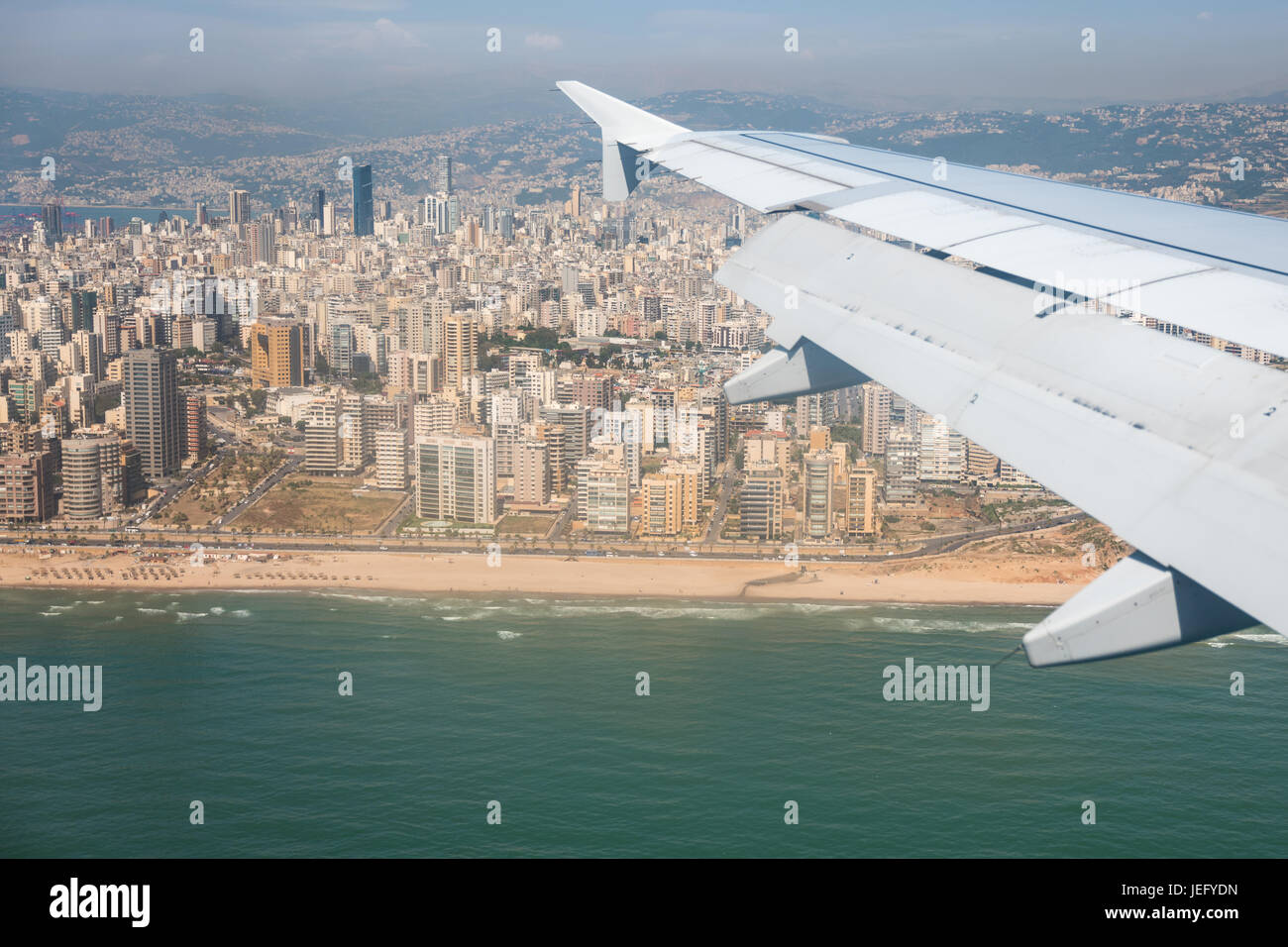 Jet plane coming in for a landing at Beirut, Lebanon, airport Stock ...