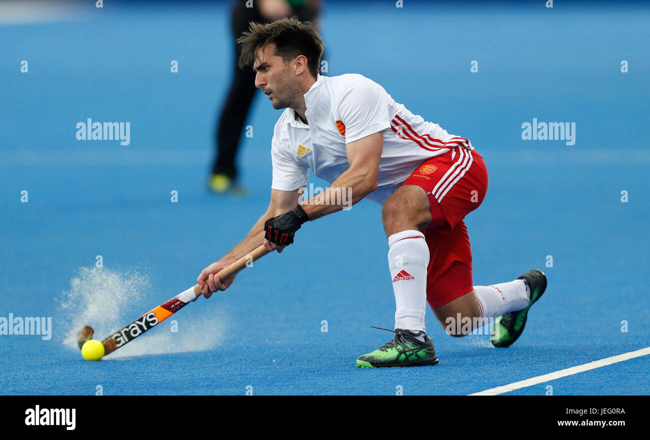 England's Adam Dixon during the Men's World Hockey League, semi-final ...