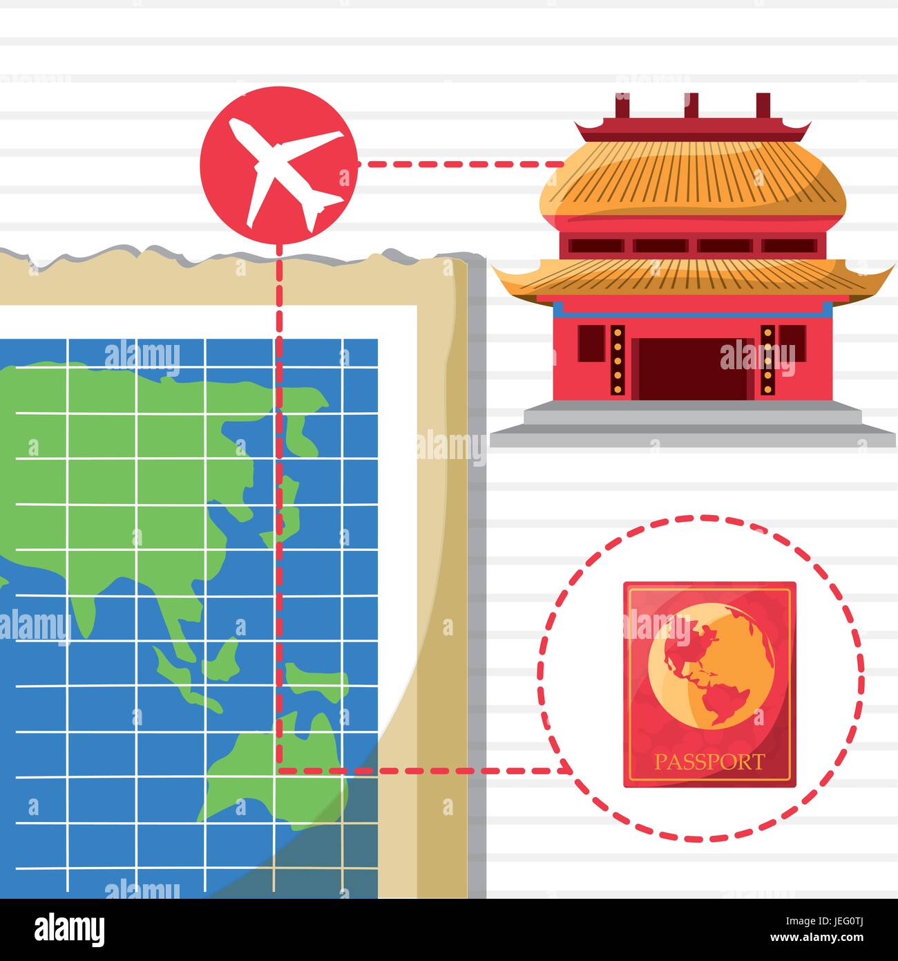 map and chinese architecture with icons travel Stock Vector Image & Art ...