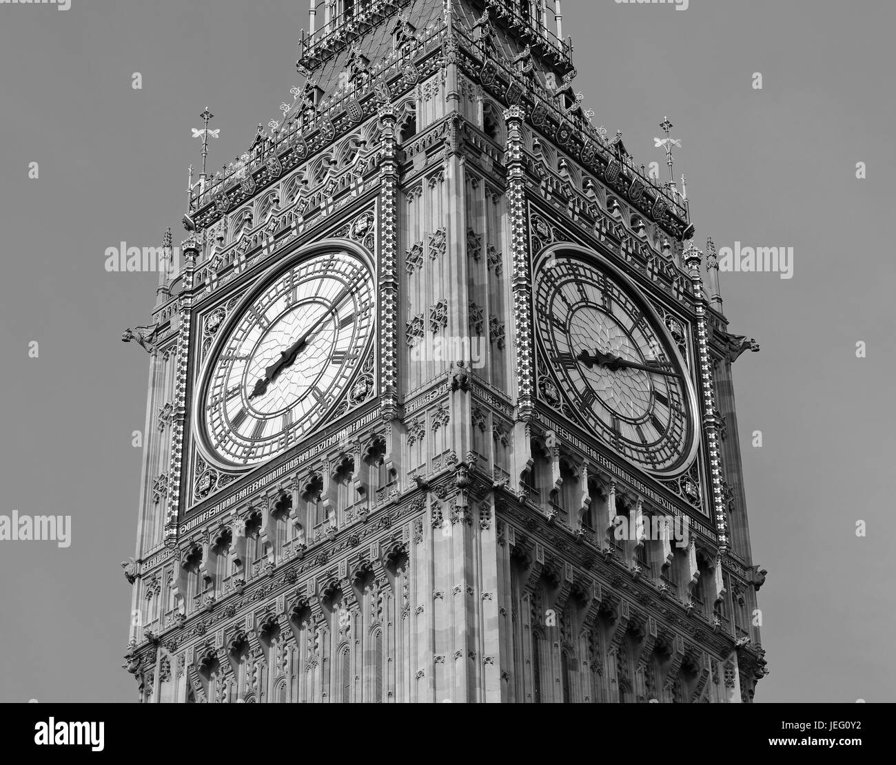 Near clock tower in Black and White Stock Photos & Images - Alamy