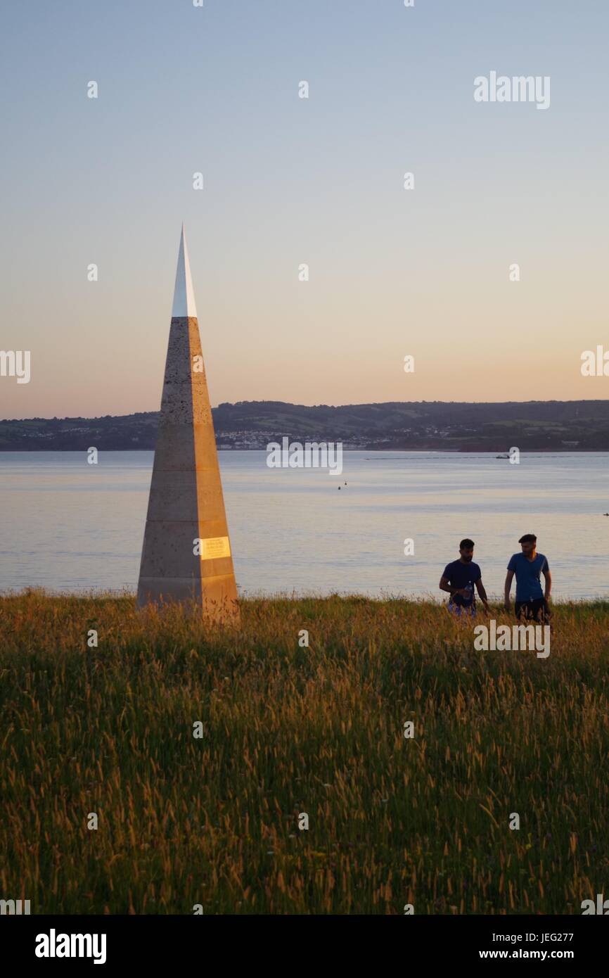 Pair of Friends at Geoneedle Orcombe Point, World Heritage Site ...