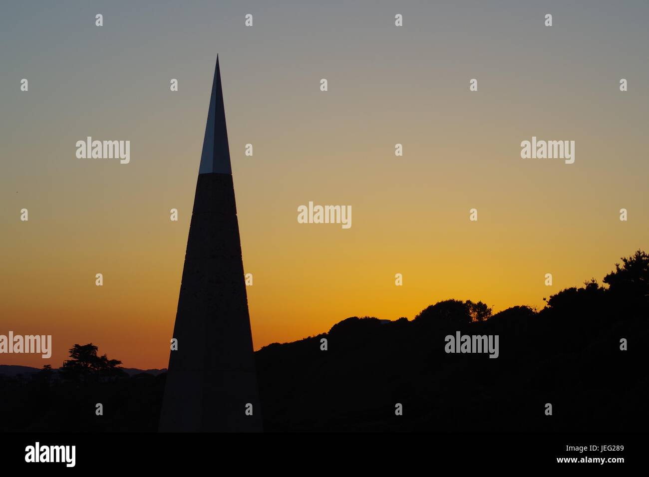 Silhouetted Geoneedle at Sunset. Orcombe Point, World Heritage Site ...
