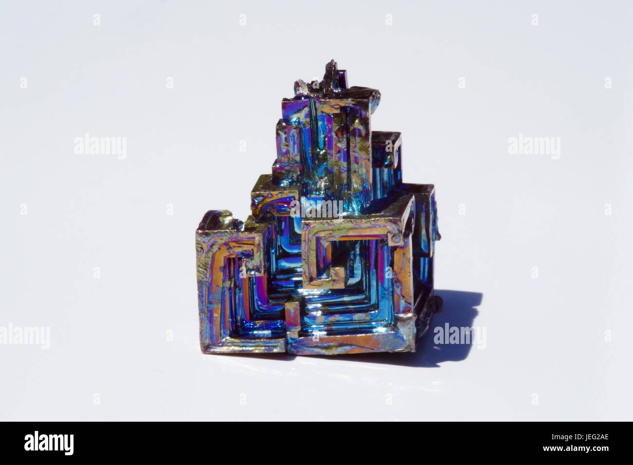 Bismuth Crystal Specimen Displaying Iridescent Refraction. Macro ...