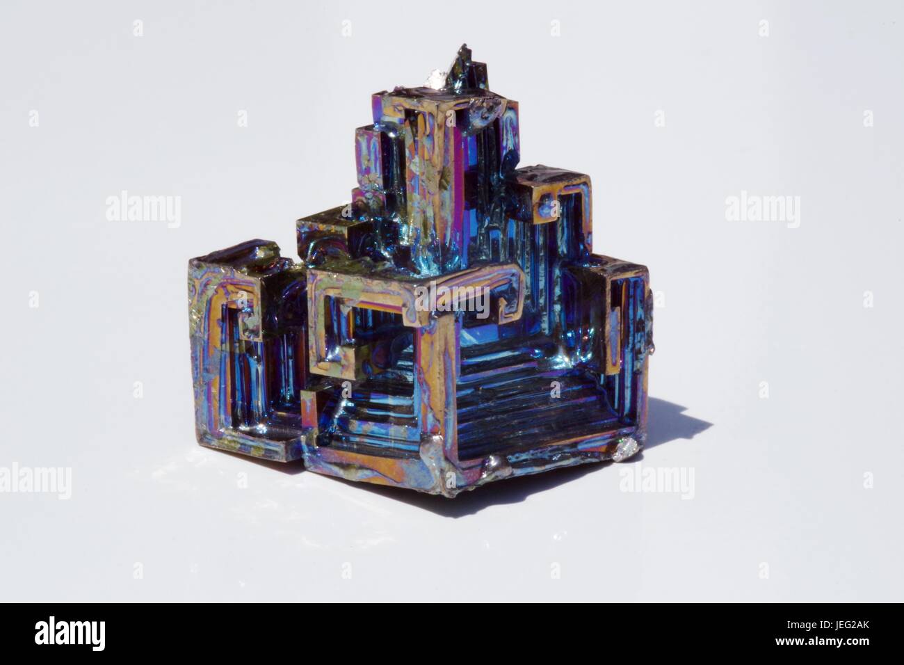 Bismuth Crystal Specimen Displaying Iridescent Refraction. Macro ...