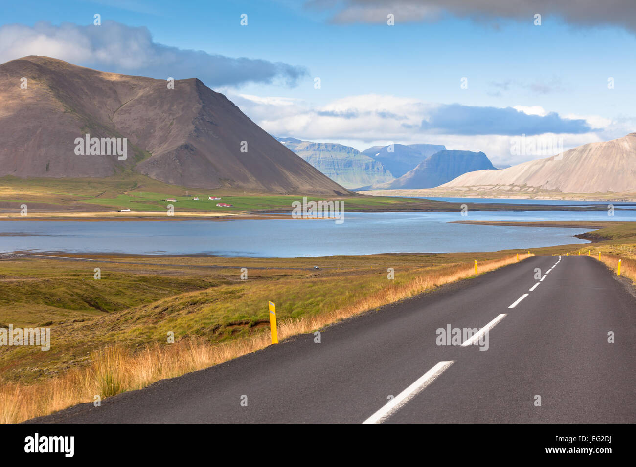 Endless Highway through Icelandic landscape. Seaside road Stock Photo ...