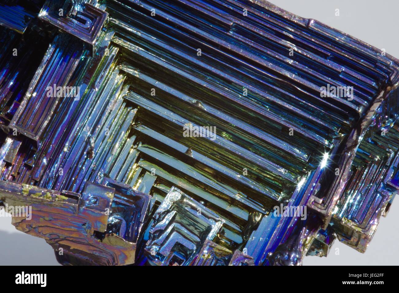 Bismuth Crystal Specimen Displaying Iridescent Refraction. Macro ...