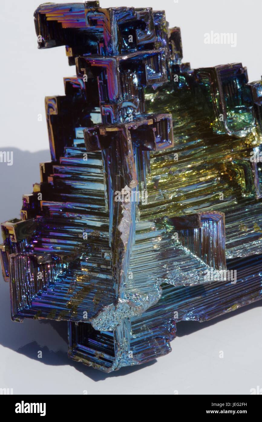 Bismuth Crystal Specimen Displaying Iridescent Refraction. Macro ...