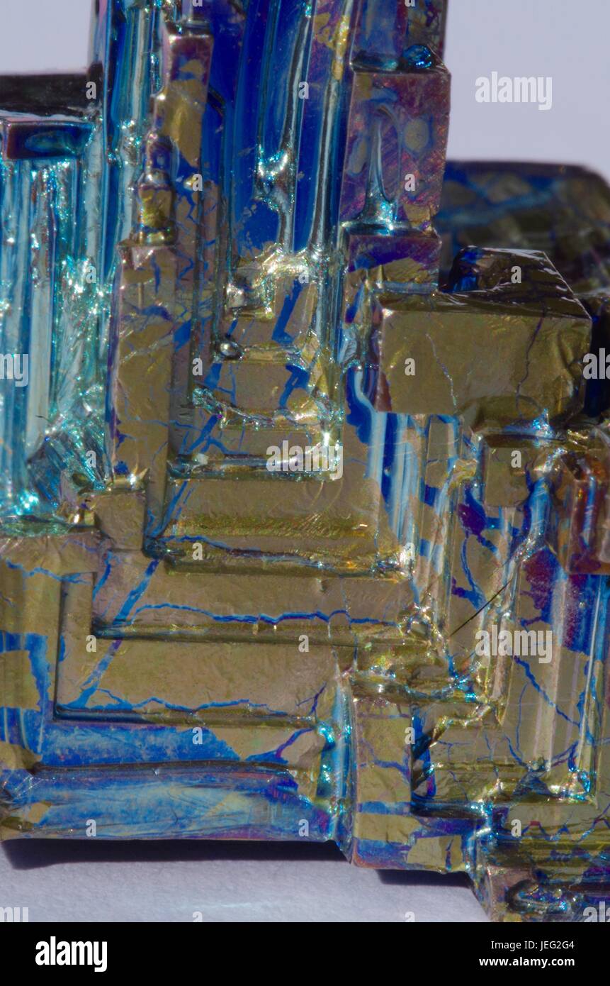 Bismuth Crystal Specimen Displaying Iridescent Refraction. Macro ...
