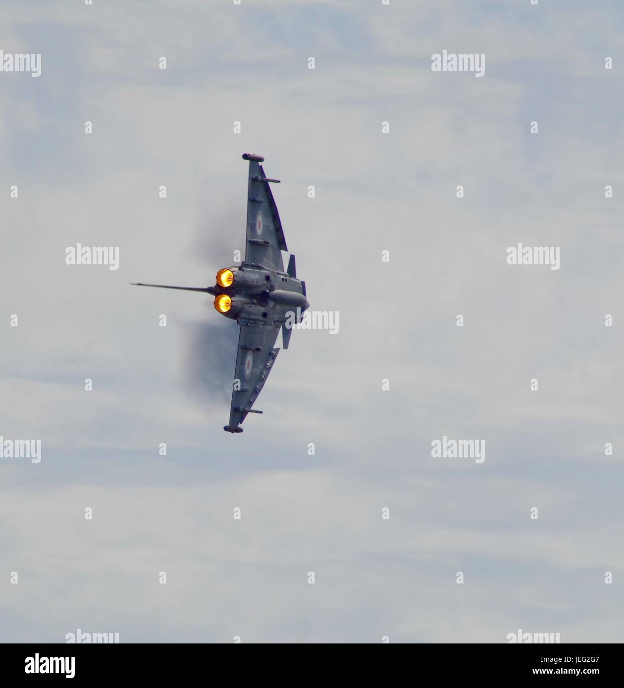 Eurofighter Typhoon Afterburners at Dawlish Airshow 2015. Devon, UK ...