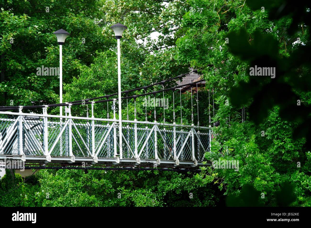 Trews Weir Suspension Bridge in Summer. Exeter Quay, Devon, UK. June ...