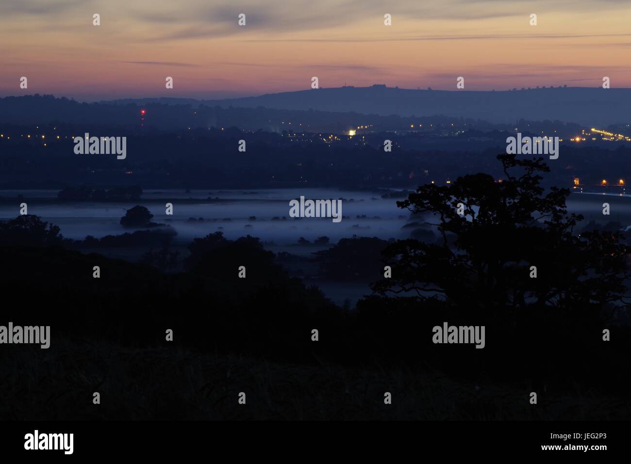 Heavy Mist Hangs Over Exminster Marsh before Sunrise. Devon, UK. June ...