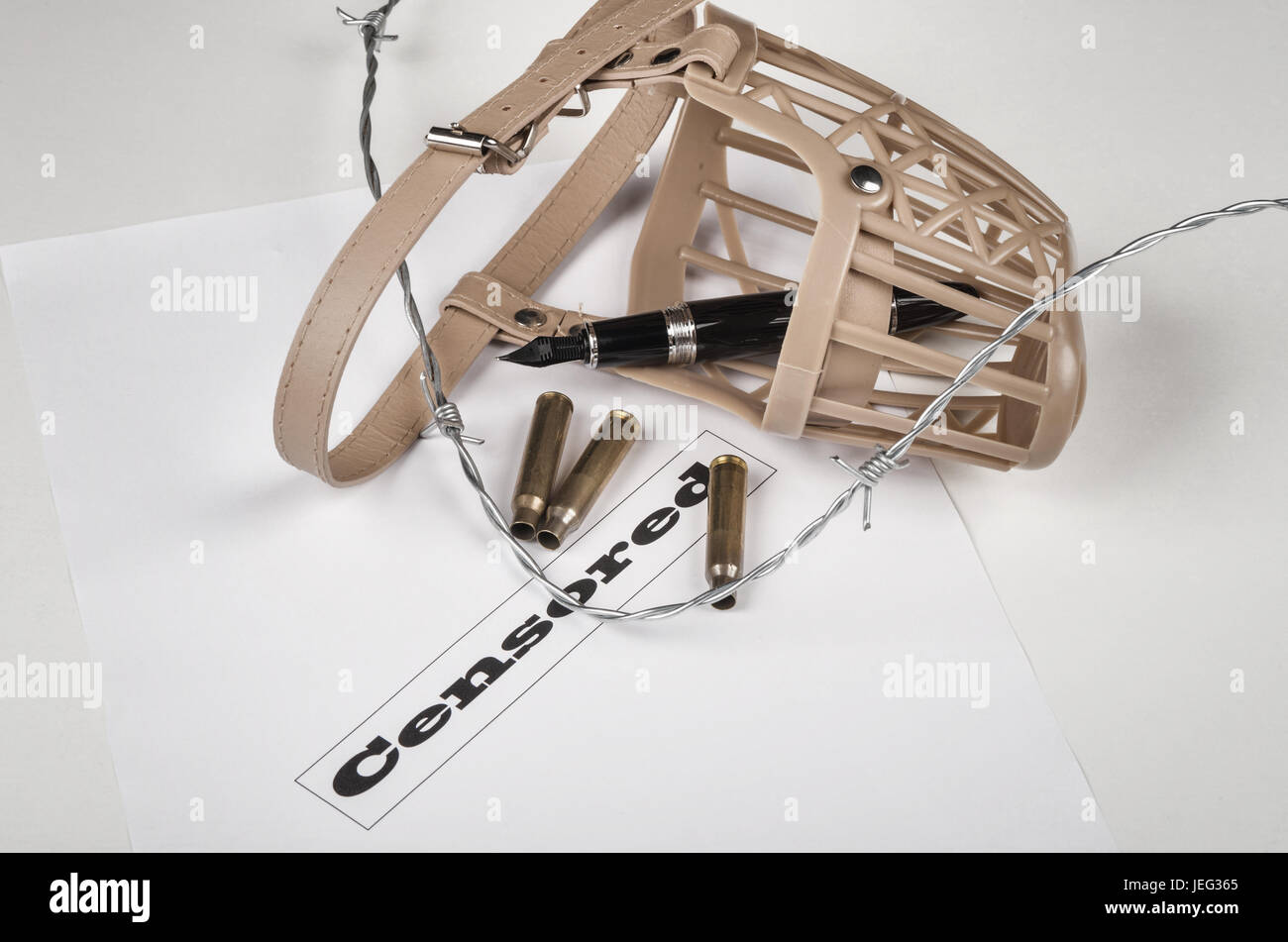 Studio shot with a concept about press freedom and censorship Stock ...