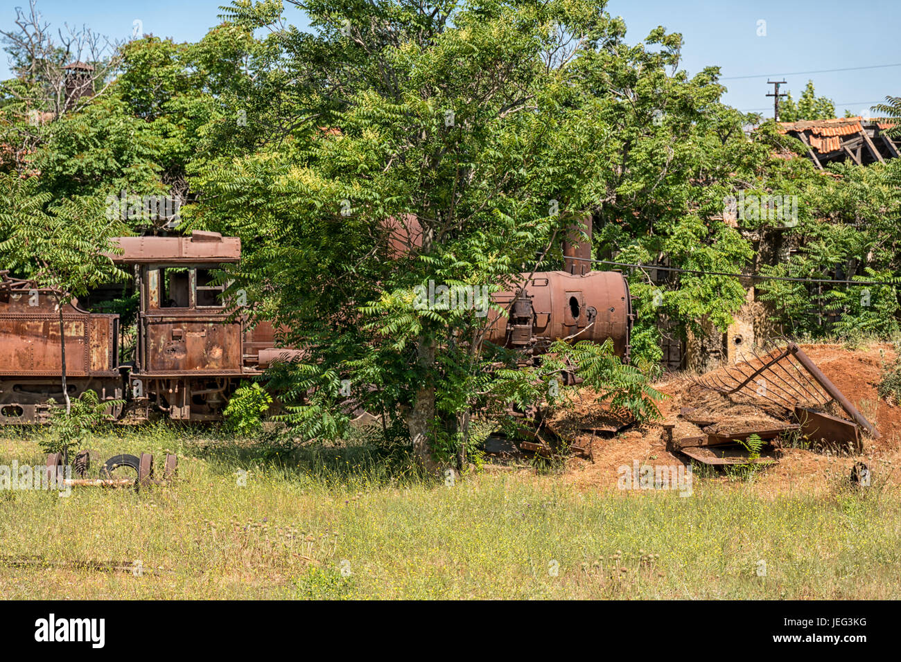 Abandoned trains and derelect station in Rayak, Lebanon, in the Bakaa ...