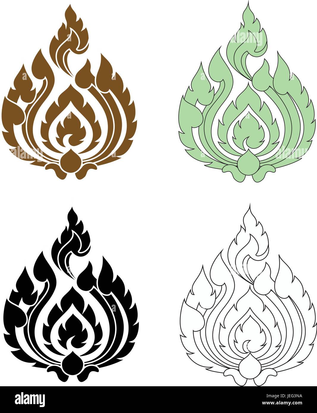 beautiful floral of Thai pattern set on white background Stock Vector ...