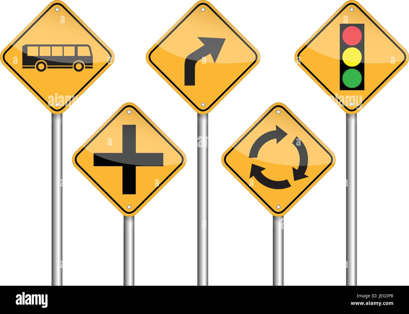 road sign pole of bus stop, right, roundabout, red light, crossroads on ...