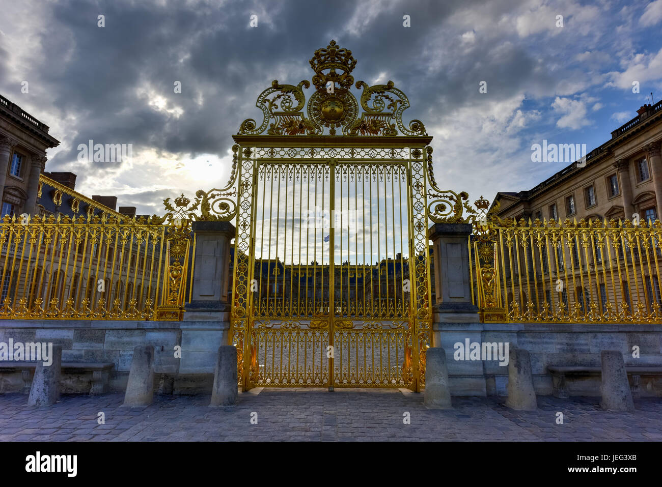 Royal Gates of Versailles Palace in France, rebuilt after three ...