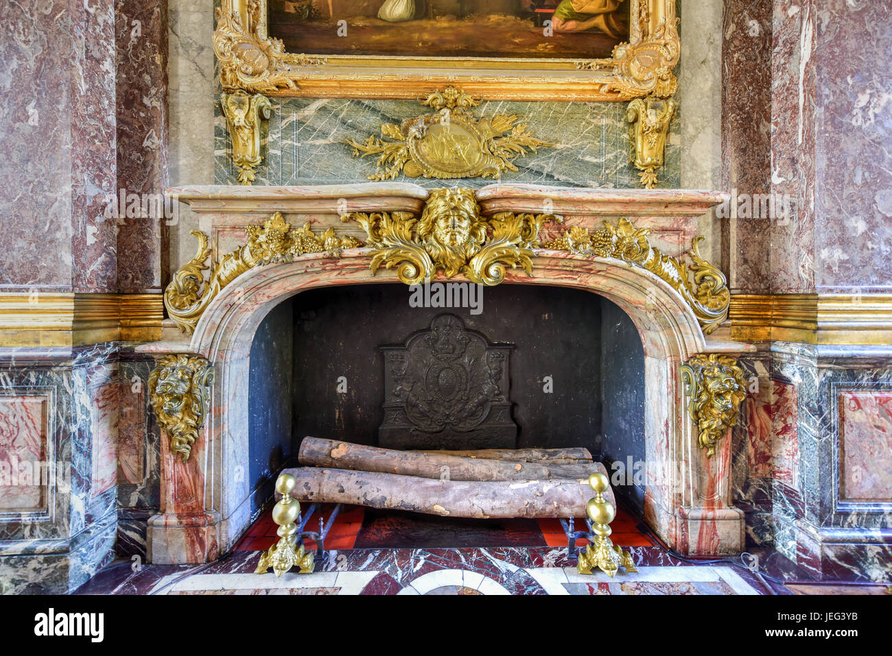 Fireplace in the famous Palace of Versailles in France Stock Photo - Alamy