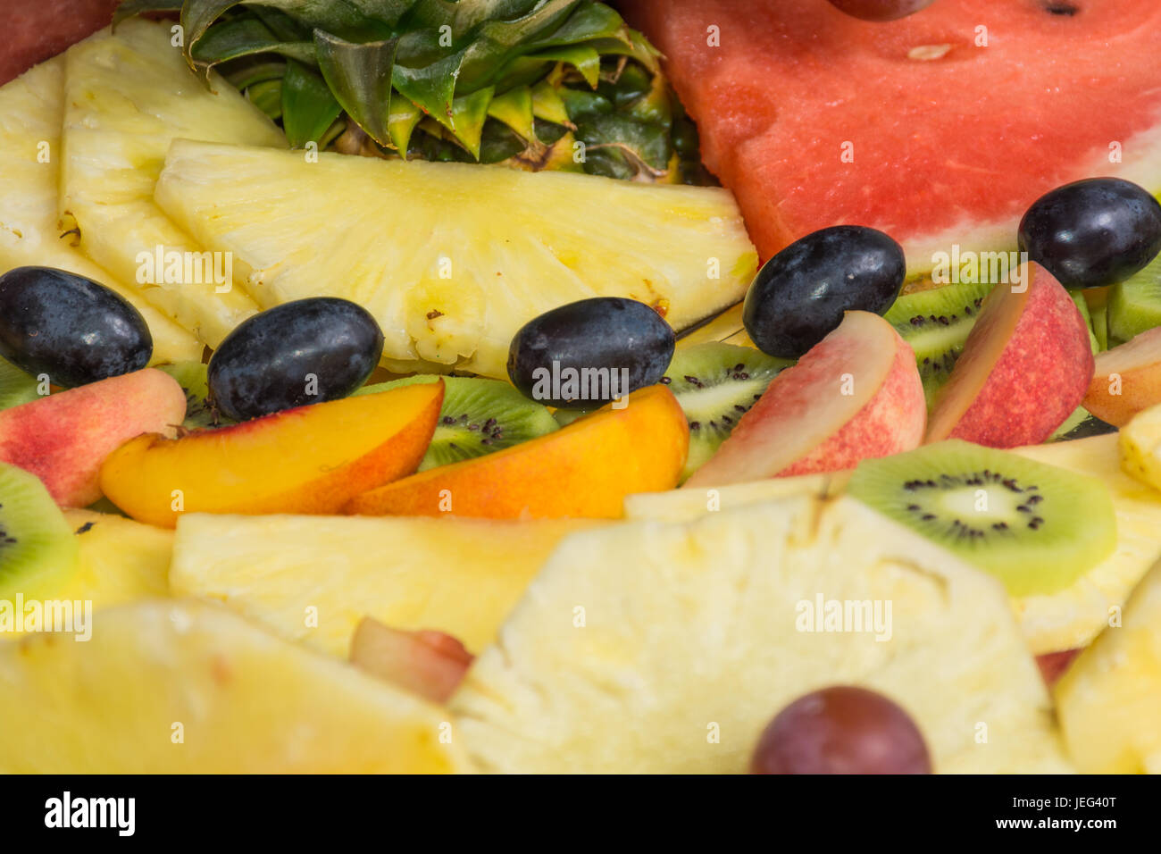 compositions of fresh fruit cut for buffets. typical summer fruits of ...