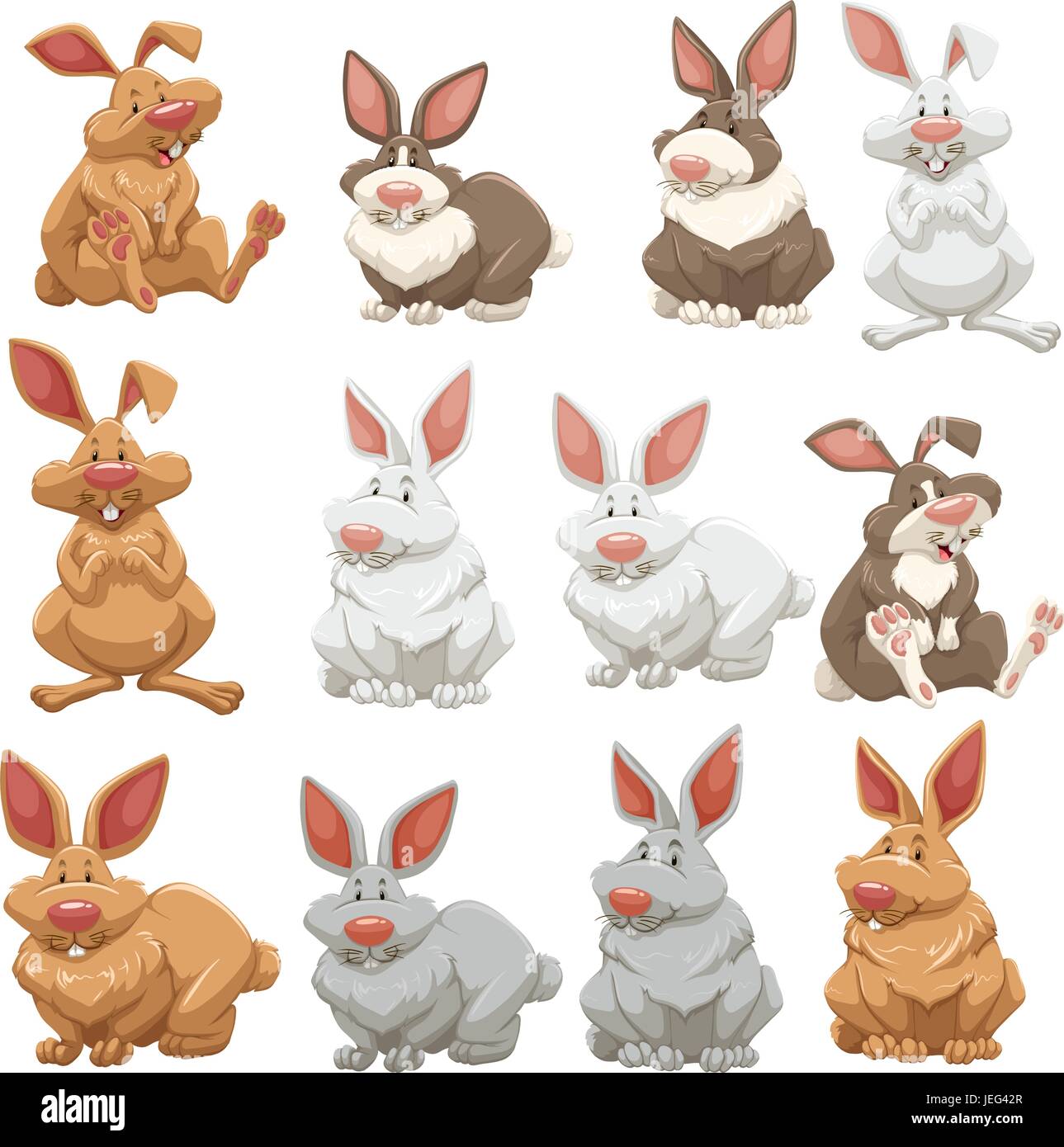 Rabbits with different fur colors illustration Stock Vector Image & Art ...