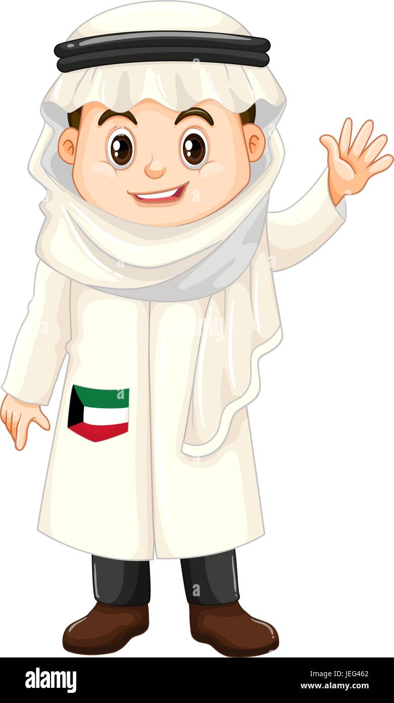 Little boy in Kuwait costume illustration Stock Vector Image & Art - Alamy