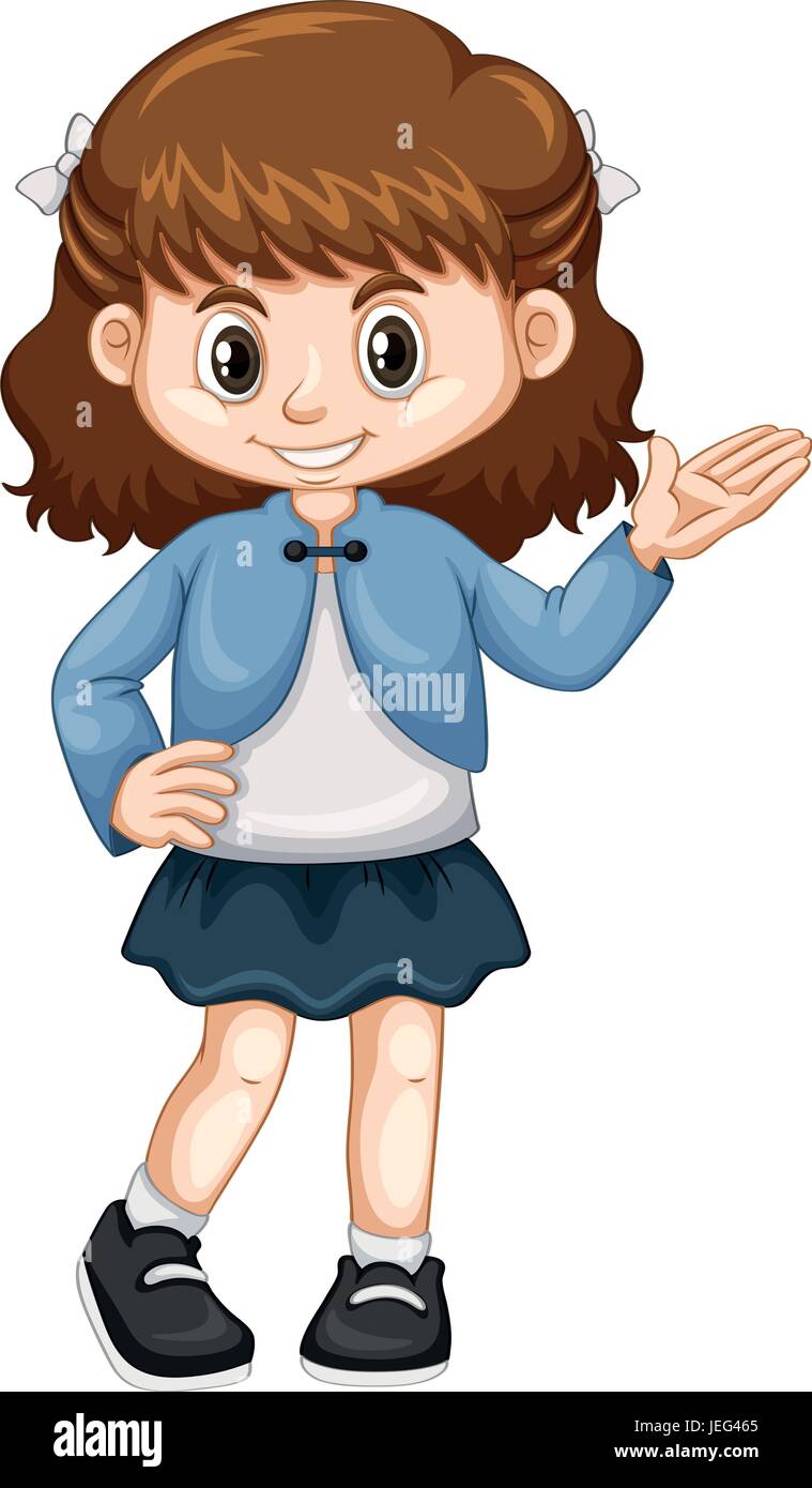 Little girl in blue jacket illustration Stock Vector Image & Art - Alamy