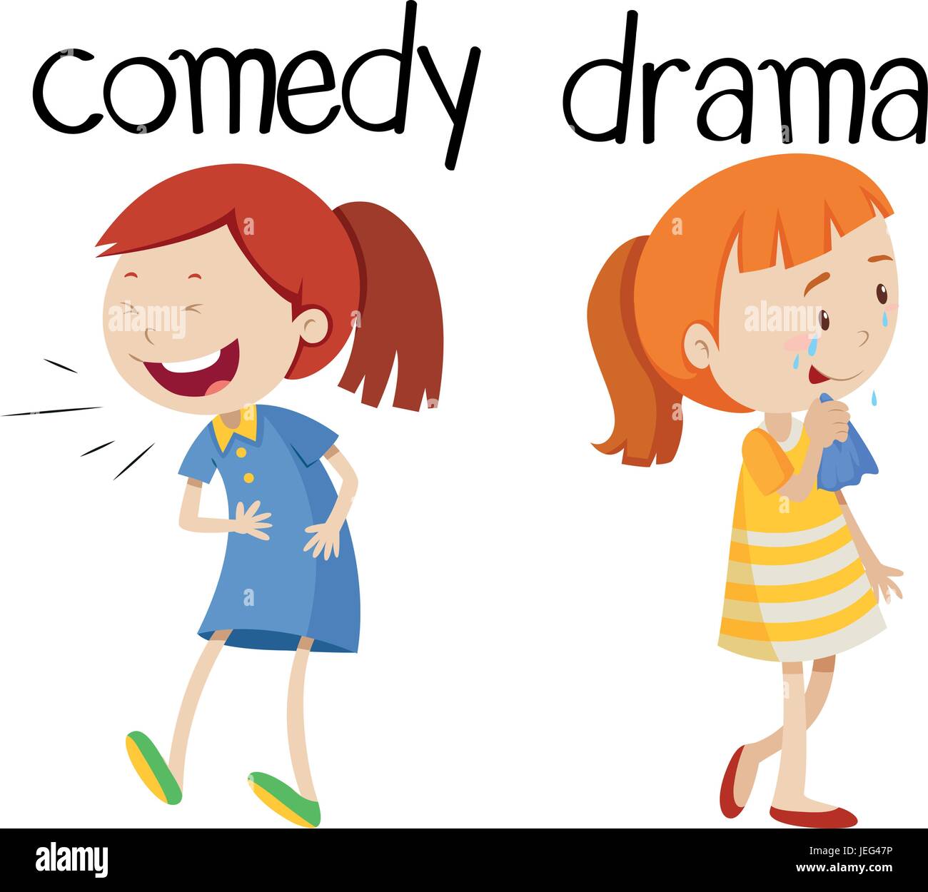Opposite words for comedy and drama illustration Stock Vector Image ...