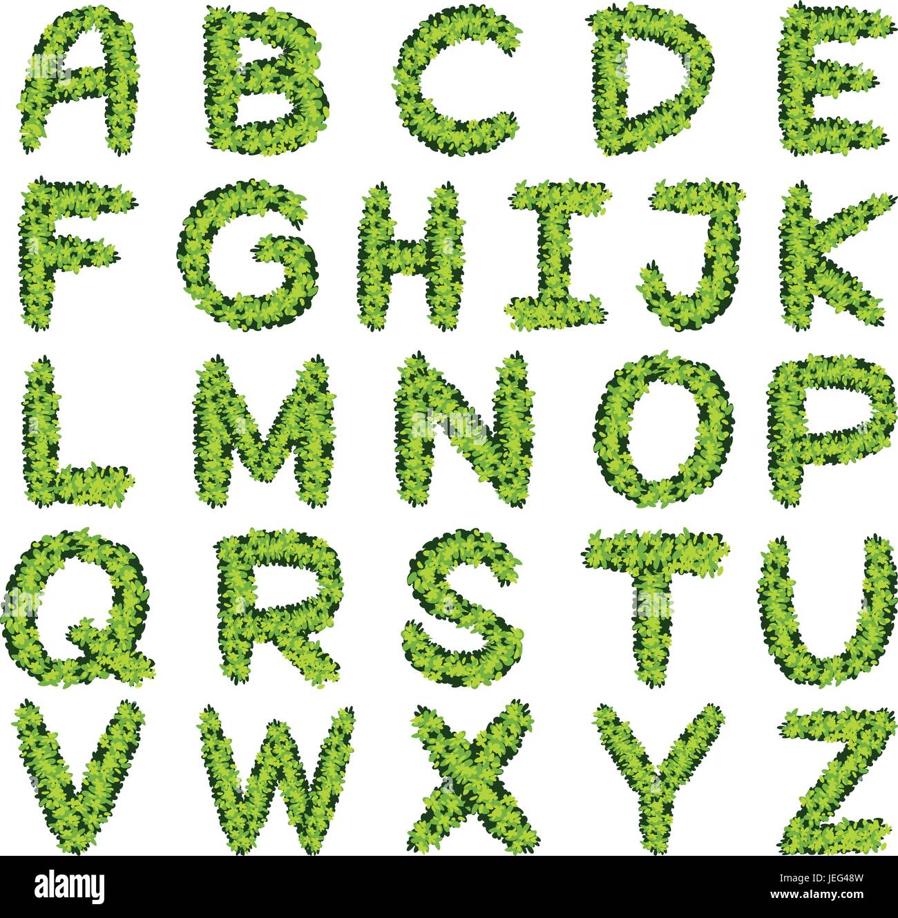 Alphabet design in green leaves illustration Stock Vector Image & Art ...