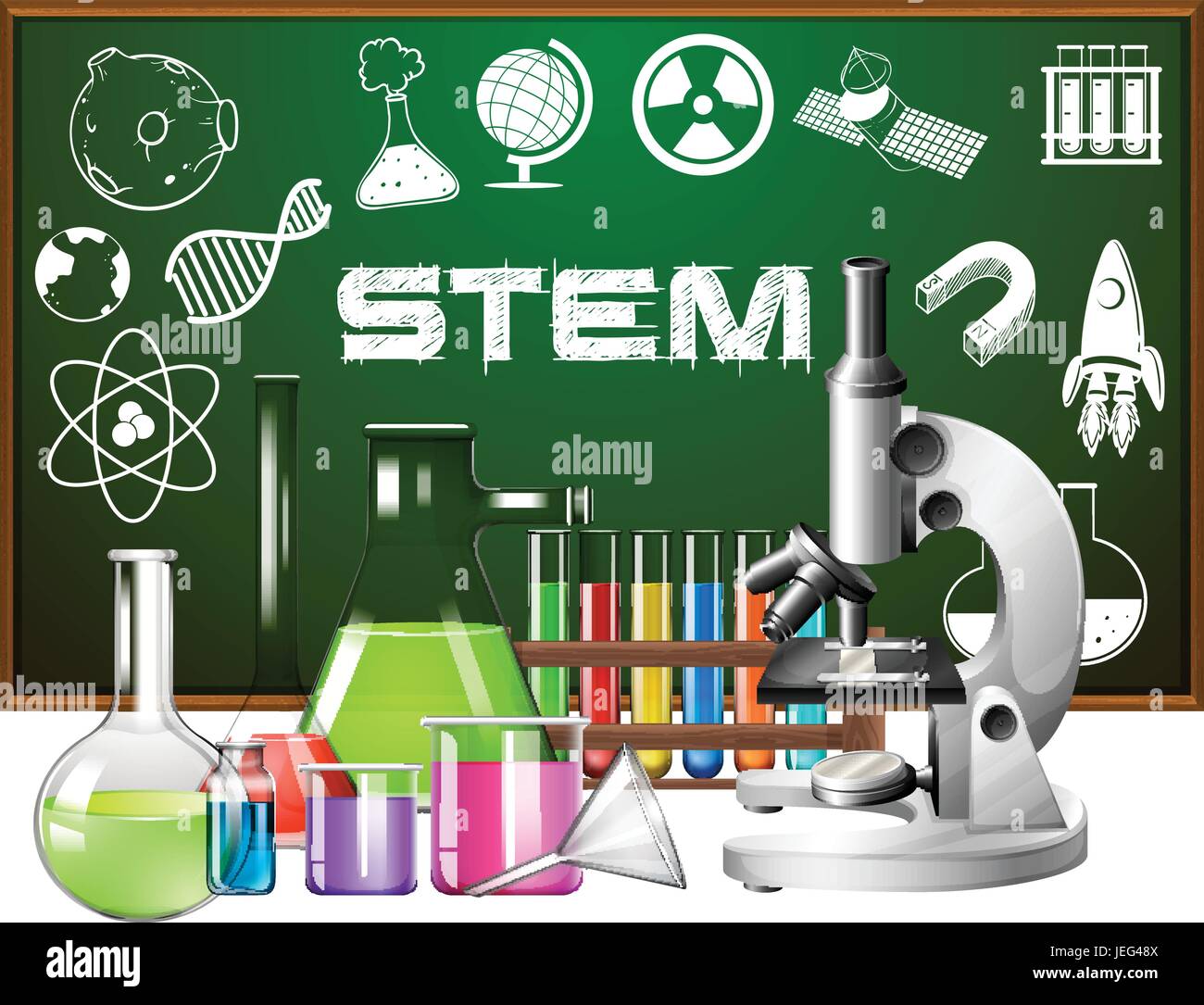 Poster design for stem education with science tools illustration Stock ...