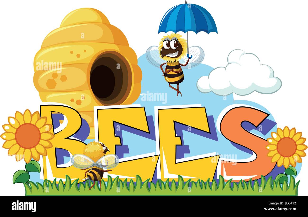 Bees flying around in garden illustration Stock Vector Image & Art - Alamy