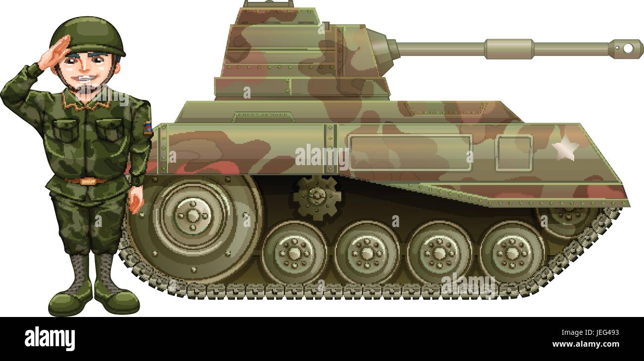 Soldier and military tank illustration Stock Vector Image & Art - Alamy