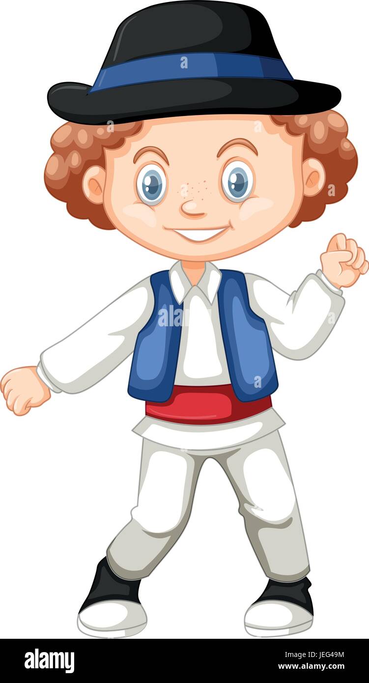 Boy from Romania in traditional outfit illustration Stock Vector Image ...