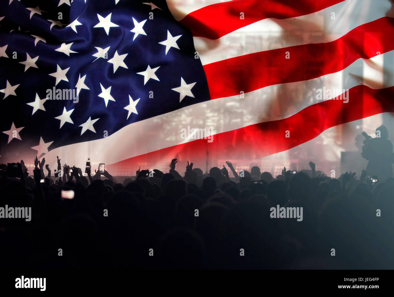 Crowd of people celebrating Independence Day. United States of America ...