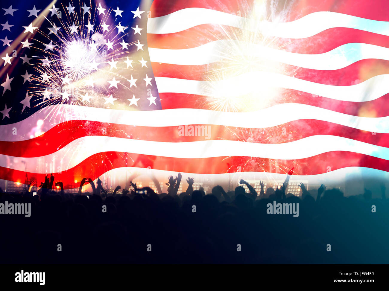 Crowd of people celebrating Independence Day. United States of America ...