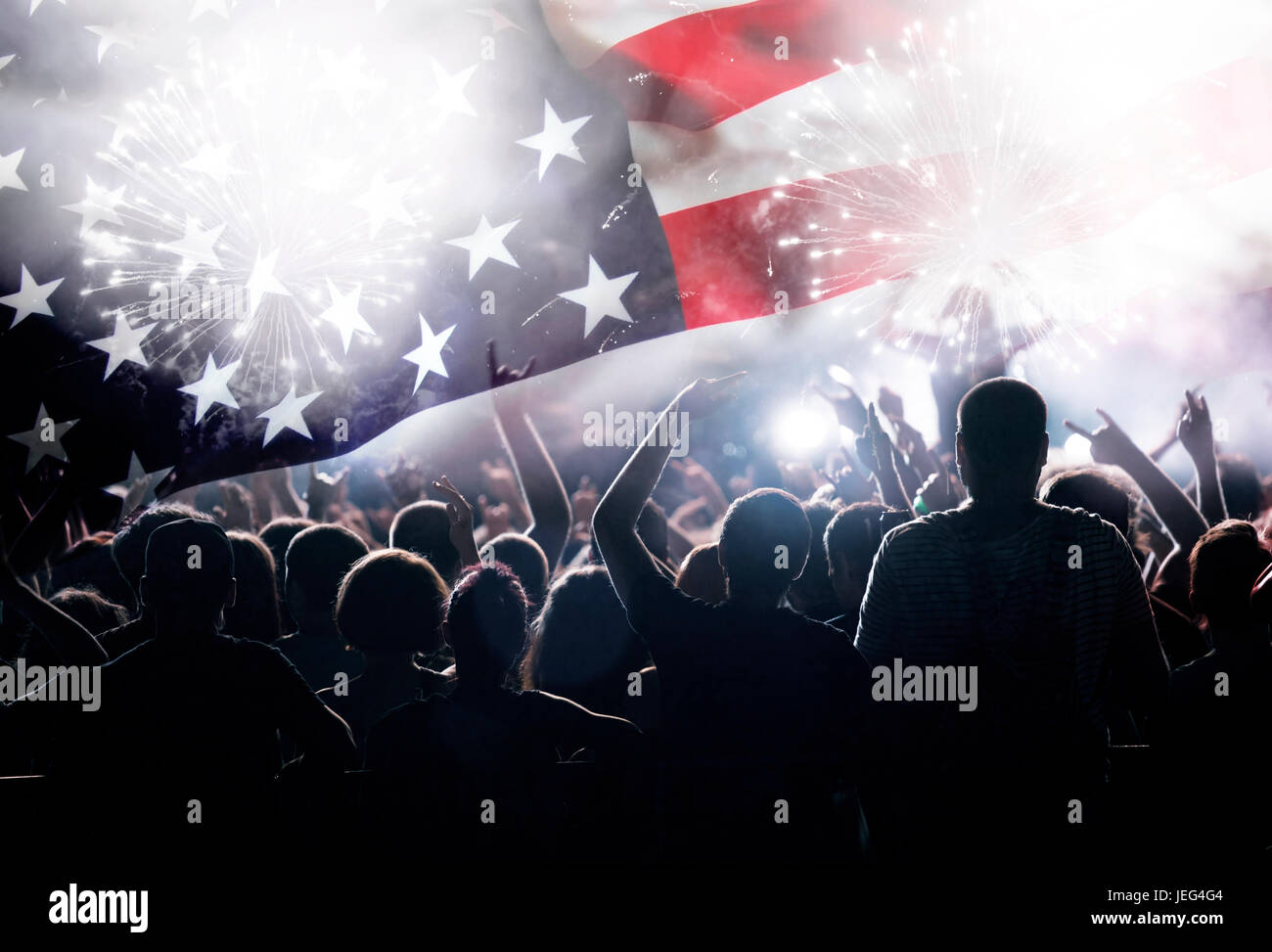 Crowd of people celebrating Independence Day. United States of America ...