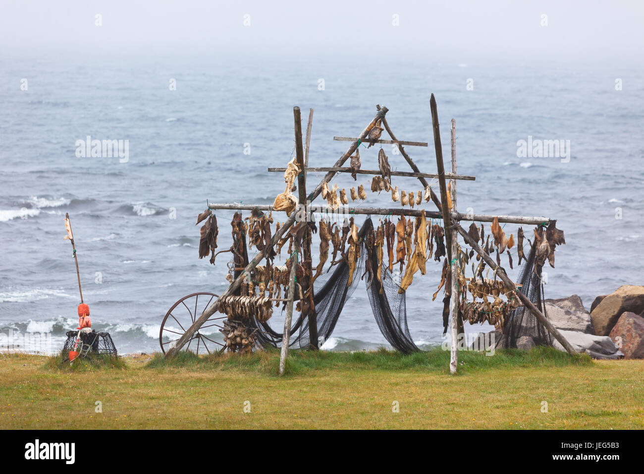 Rack for fish drying on the Northern Iceland coast Stock Photo - Alamy
