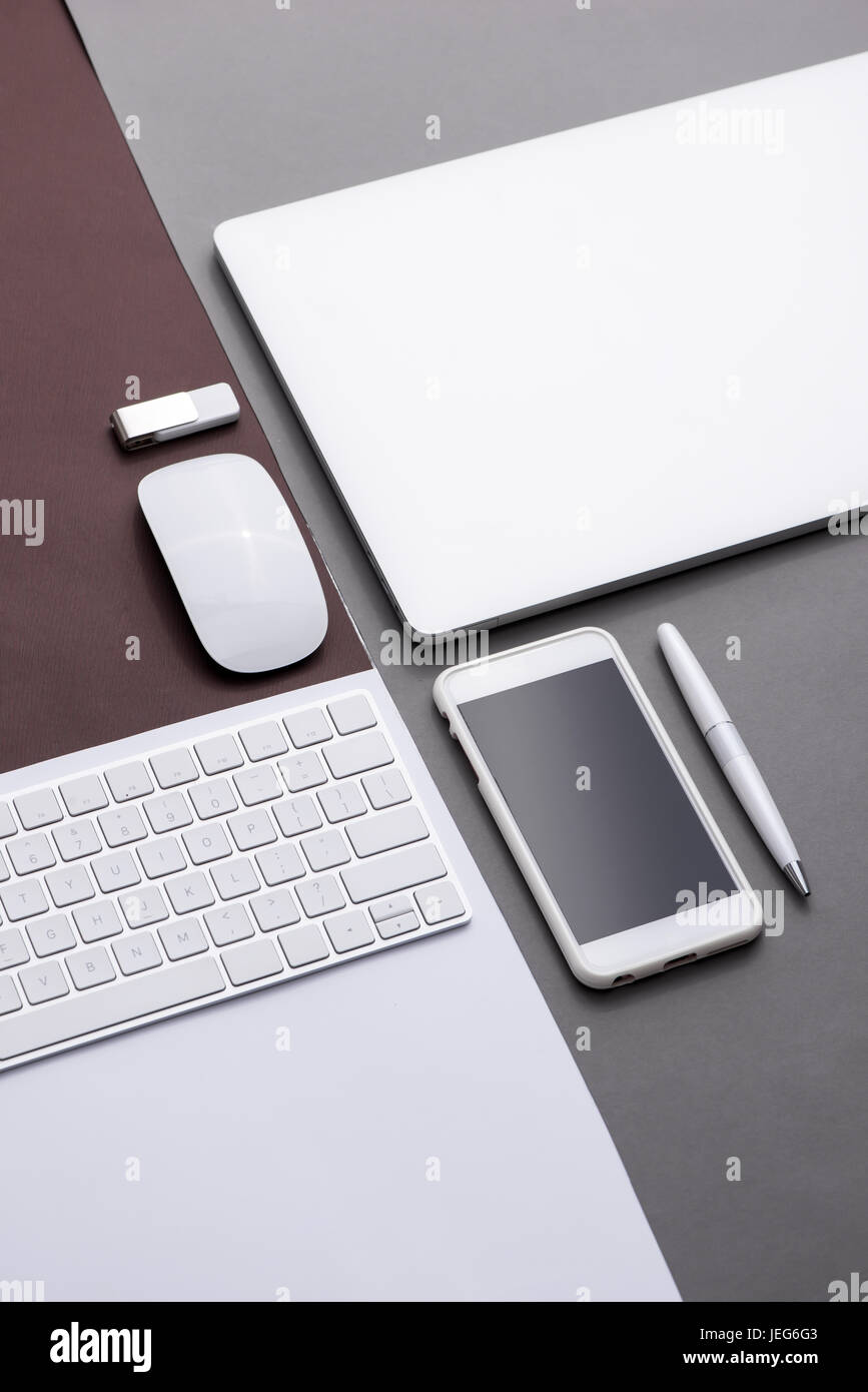 Set of black and white of office supplies and business gadgets Stock ...