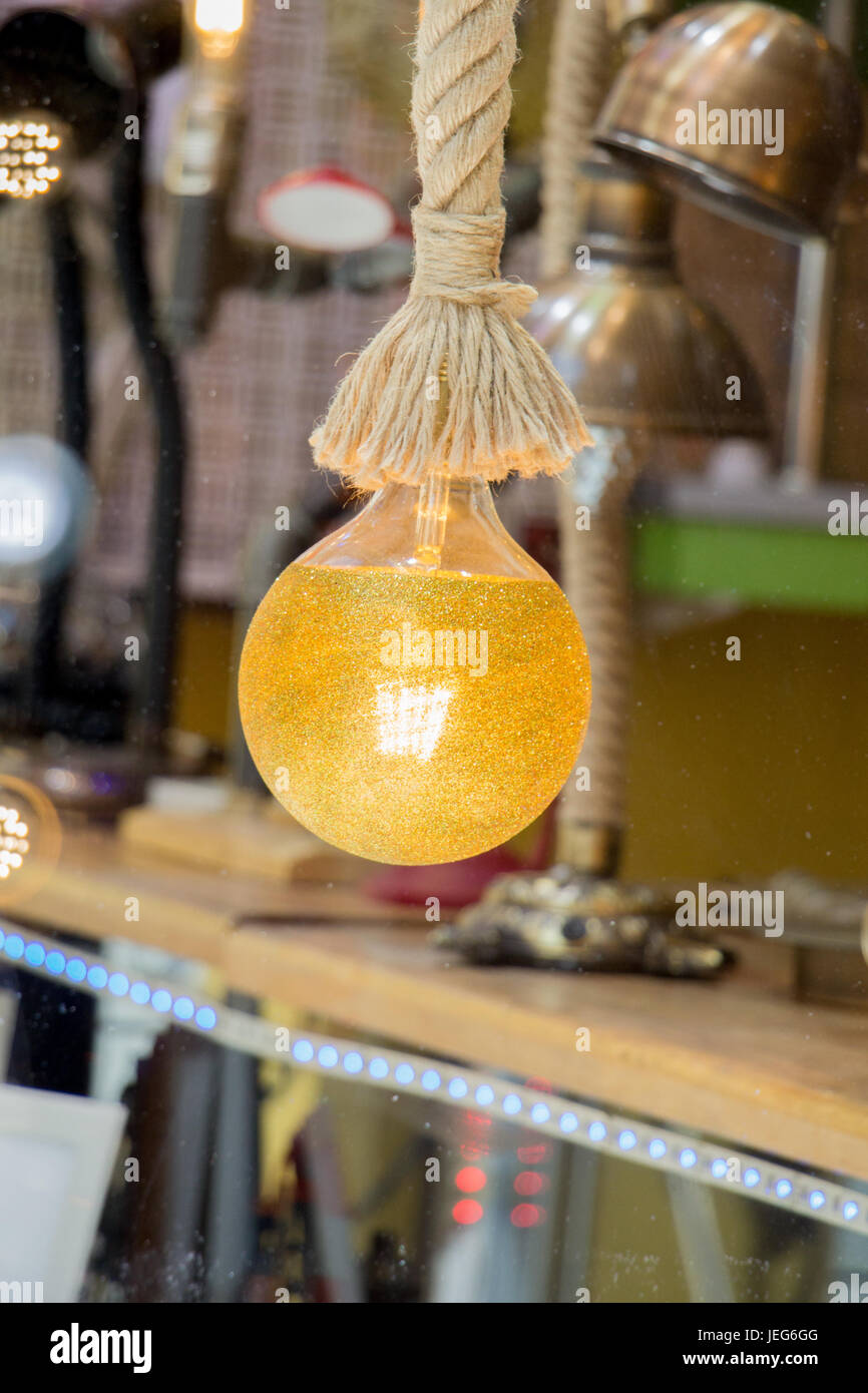 Decorative style filament light bulbs in view Stock Photo - Alamy
