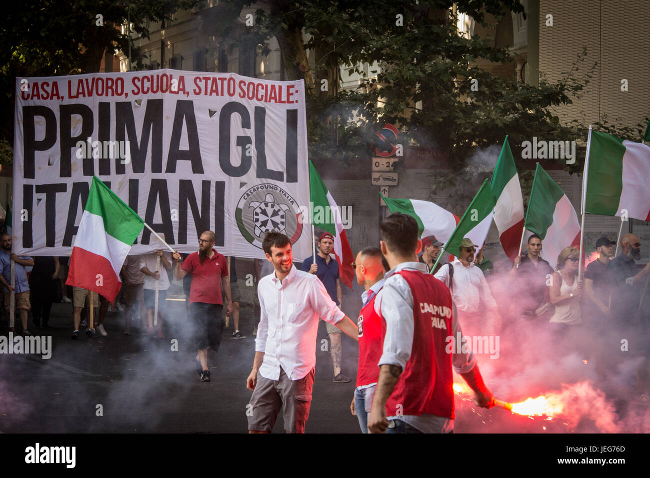 Rome, Italy. 24th June, 2017. Thousands of members of Italian far-right ...
